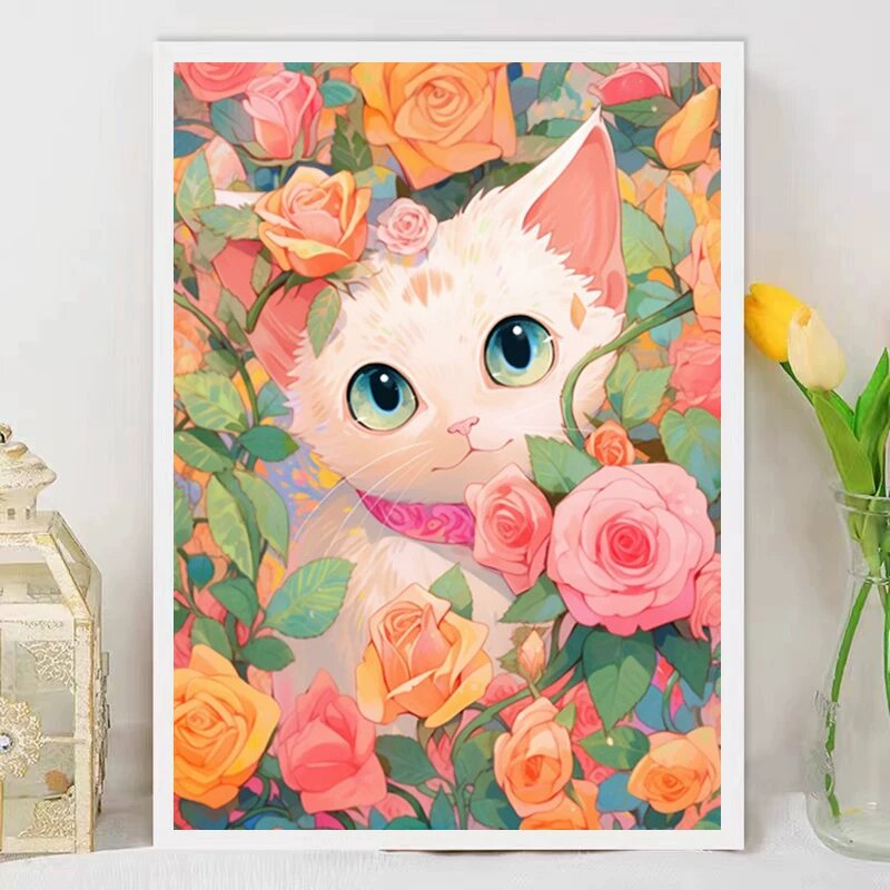 120-штуковой пазл с котом в неоново-желтом, 20x25 см с белой рамкой