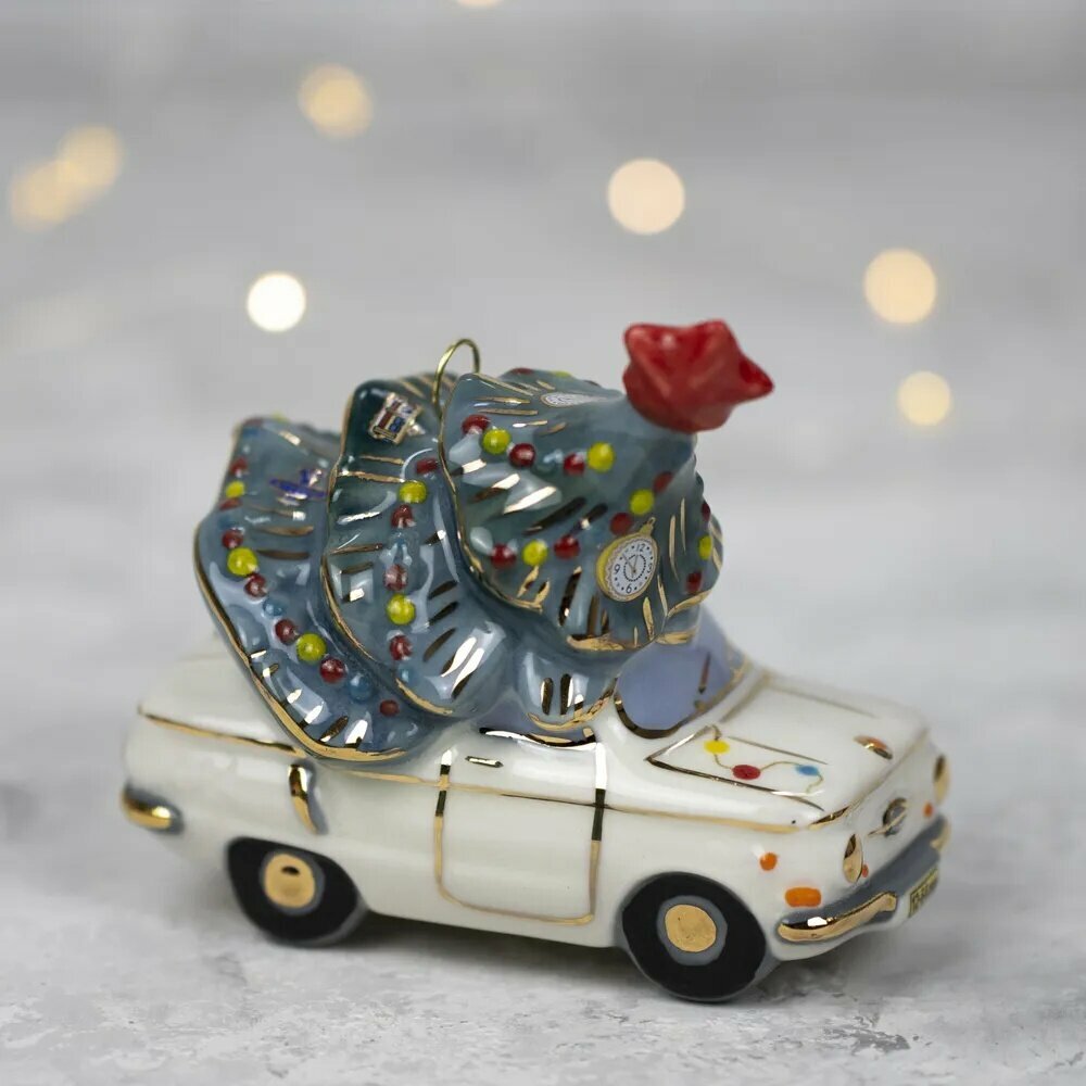 Елочная игрушка 10 см Транспорт белый 1 шт.