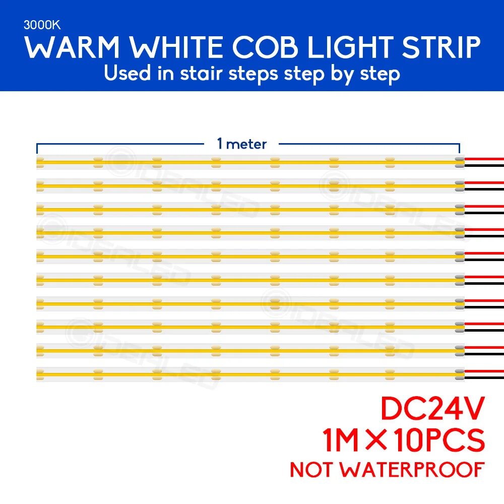 LED лента COB 3000K 24V 10pcs для ступеней