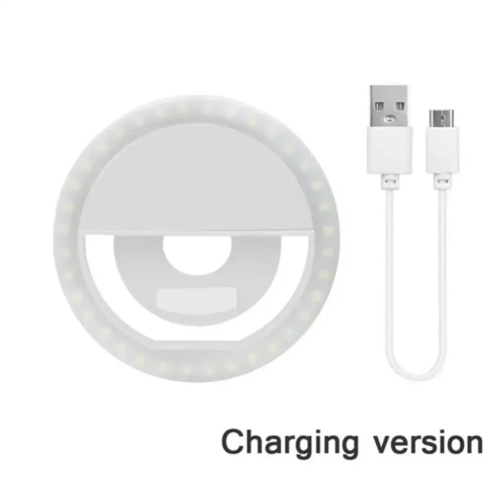 Кольцевой светильник для селфи WHITE, USB-зарядка