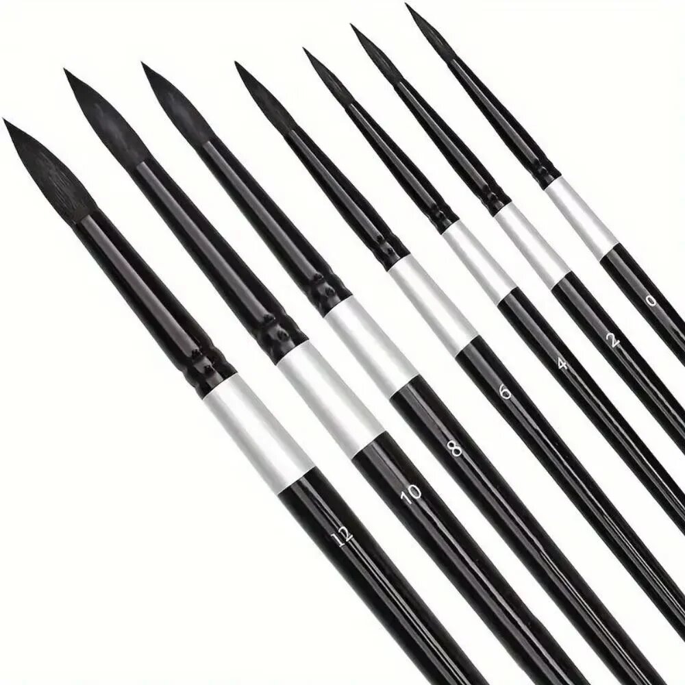 Набор кистей для акварели из выдры, black, 7 шт.
