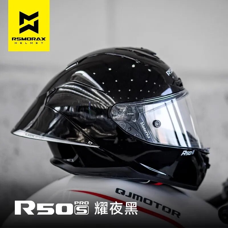 Мотошлем RSMORAX R50S Pro 2026 с большим спойлером для уличных гонок, Casco Moto Черный, XS, 8 Gloss