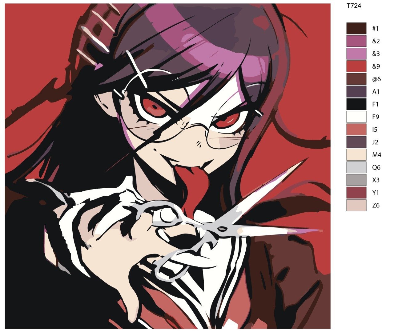 Картина по номерам T724 "Селестия Люденберг. Аниме Данганронпа - Danganronpa " 80x80