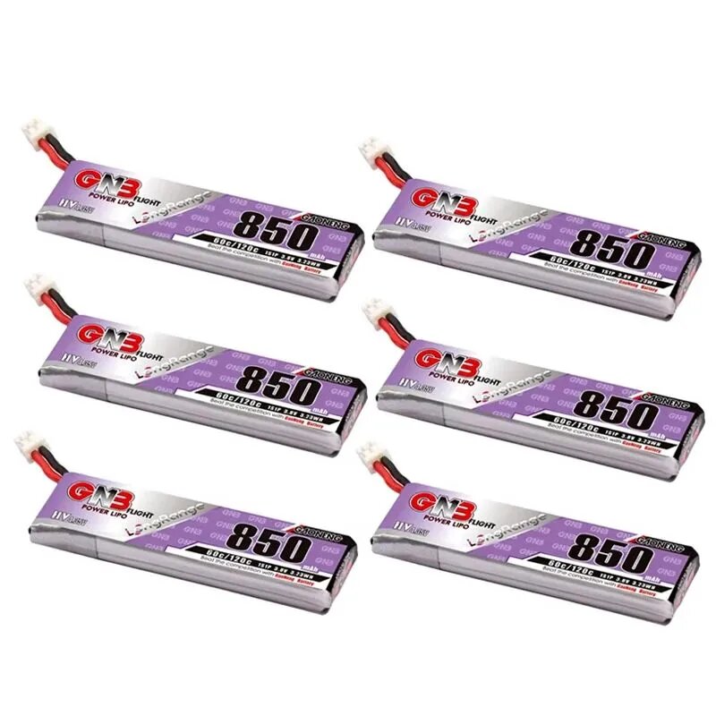 Литиевая батарея 1-10PCS GAONENG GNB 1S 850mAh 3.8V 60C/120C HV 4.35V Lipo Battery with PH2.0 Plug