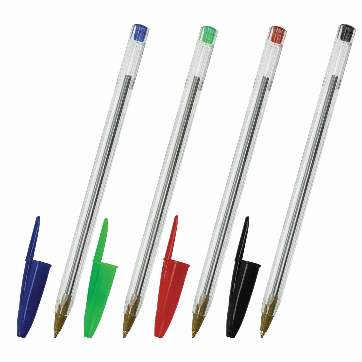 Упаковка 24 шт. Ручки шариковые STAFF "Basic Budget BP-04", набор 4 цвета, линия письма 0,5 мм, 143872