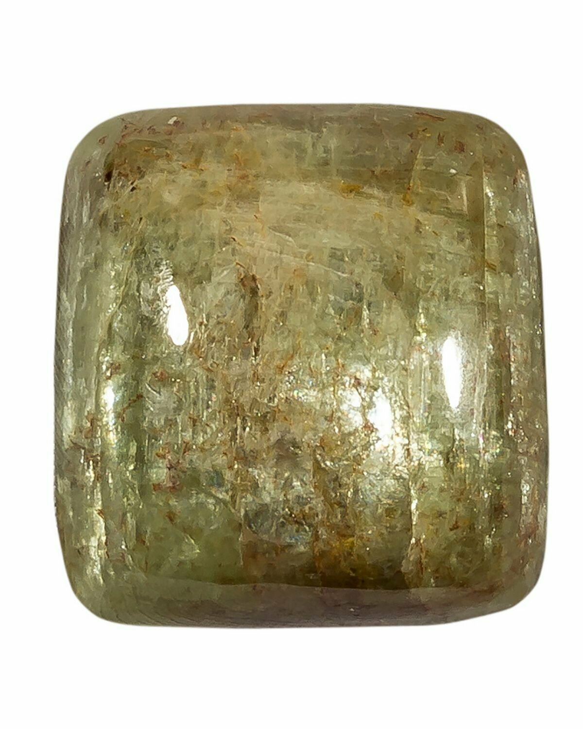 Кабошон из кианита размером 24х23х9 мм. На стеклянной подложке.