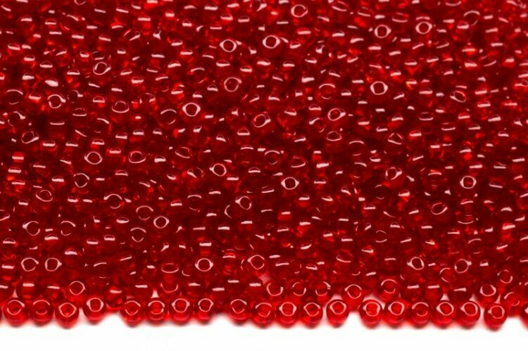 Бисер чешский PRECIOSA круглый 13/0 90070 гранатовый прозрачный, квадратное отверстие, 25г
