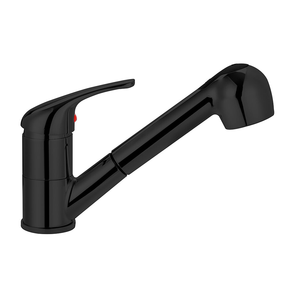 Смеситель для кухни Corsa Deco Alpha Black черный с вытяжной лейкой однорычажный (966369)