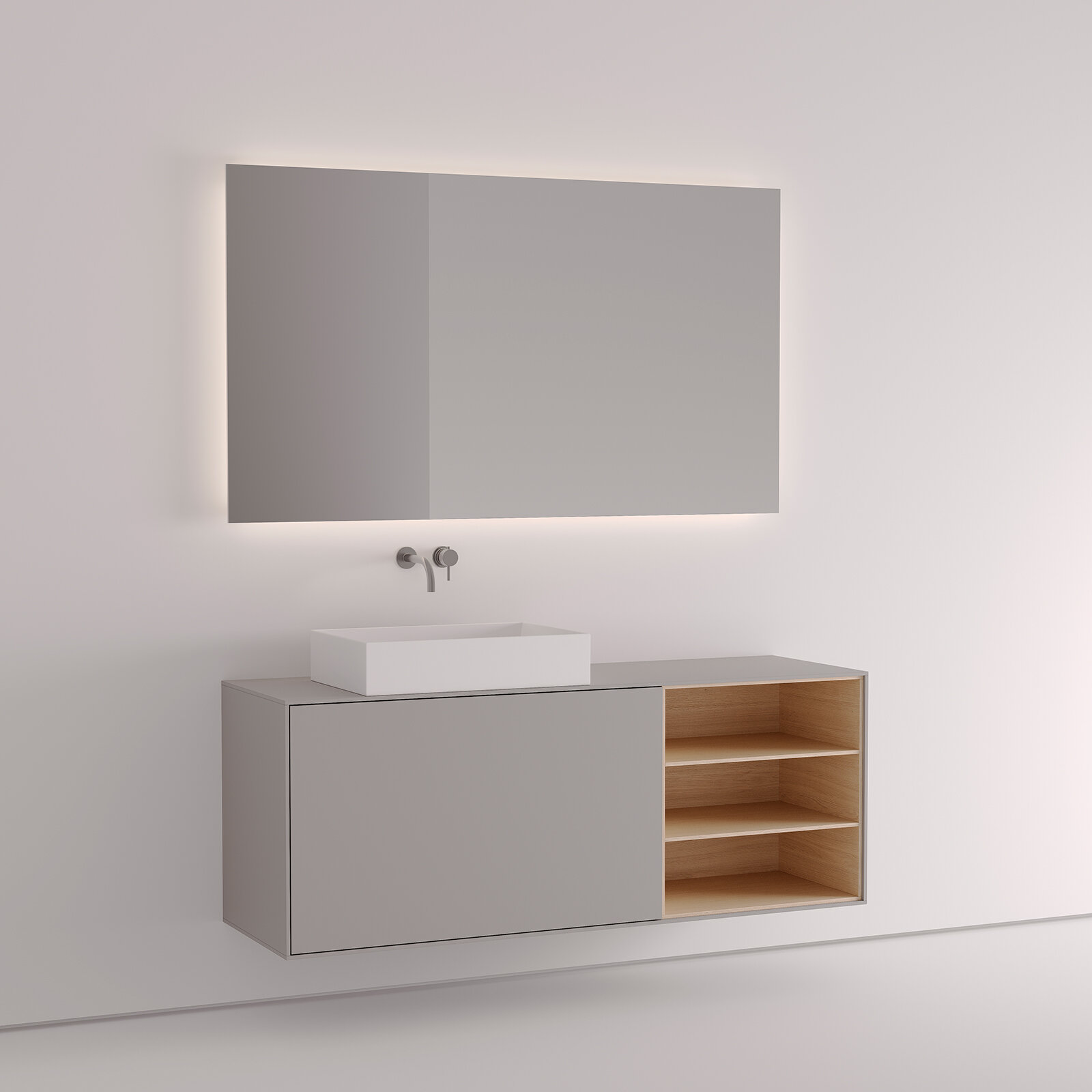 Тумба подвесная под две раковины 150 см. Vivomobili GRIGIO EFESO