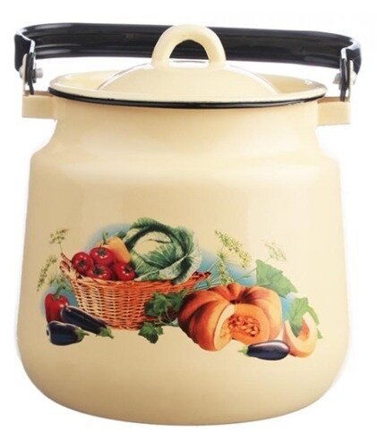 Бидон эмалированный СтальЭмаль Урожай с крышкой и ручкой 3.5л / ёмкость для хранения / бак пищевой