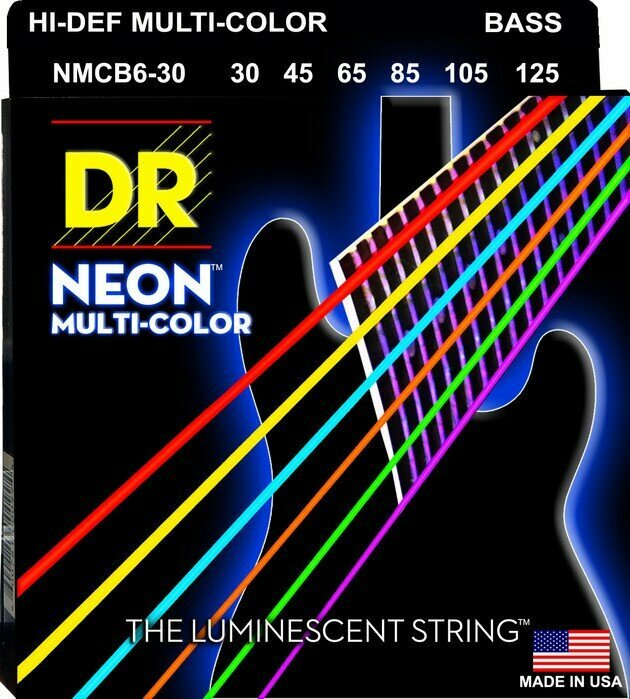 Струны для бас-гитары DR Neon HiDef Multi-Color NMCB6-30 30-125