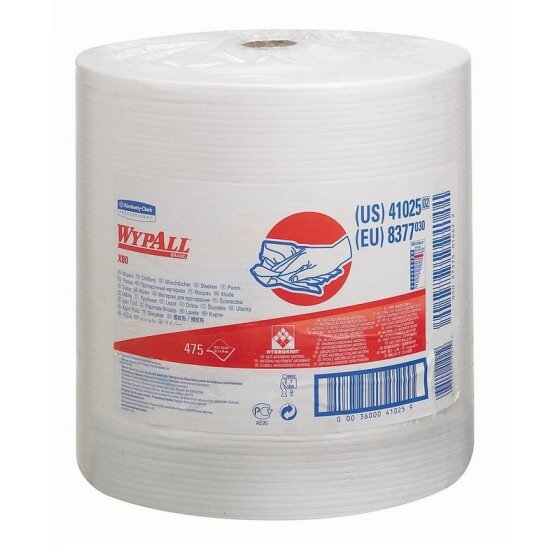 Материал протирочный Kimberly-clark нетканый нетканный WYPALLxX80WHLROLL1P 1X475 34х31,5см бел.8377
