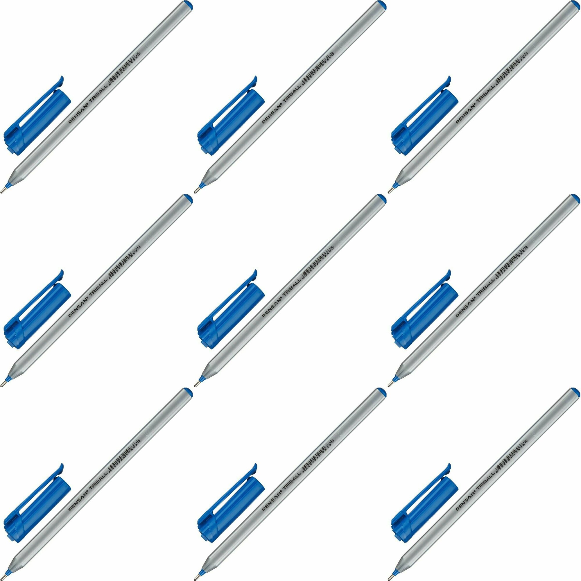 Pensan Ручка шариковая неавтоматическая Triball, синяя, 1,0 мм, 9 шт