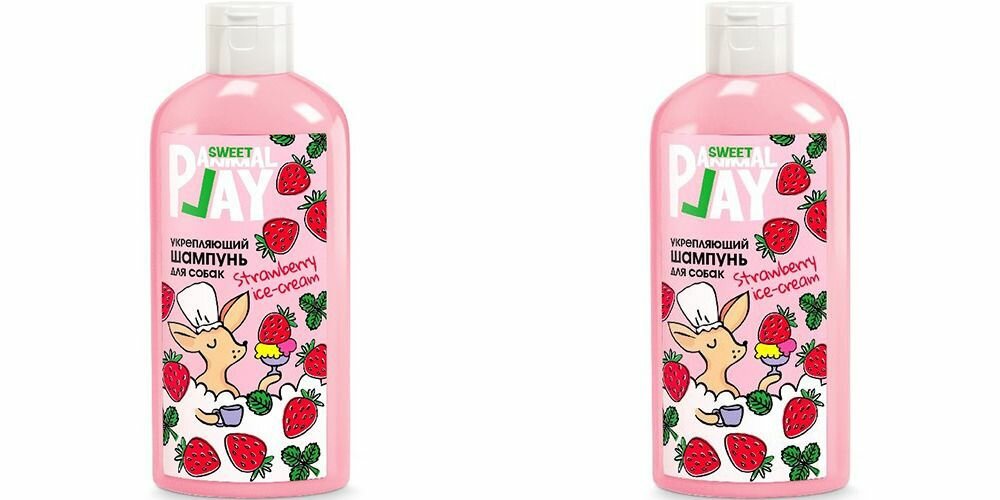 Animal Play Шампунь для собак и кошек укрепляющий Sweet Клубничное мороженое, 300 мл, 2 шт