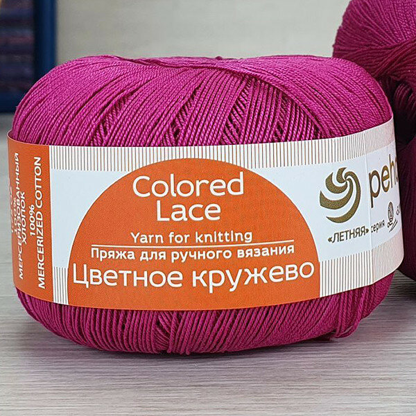 Пряжа Пехорка цветное кружево 49 фуксия (4 мотка)