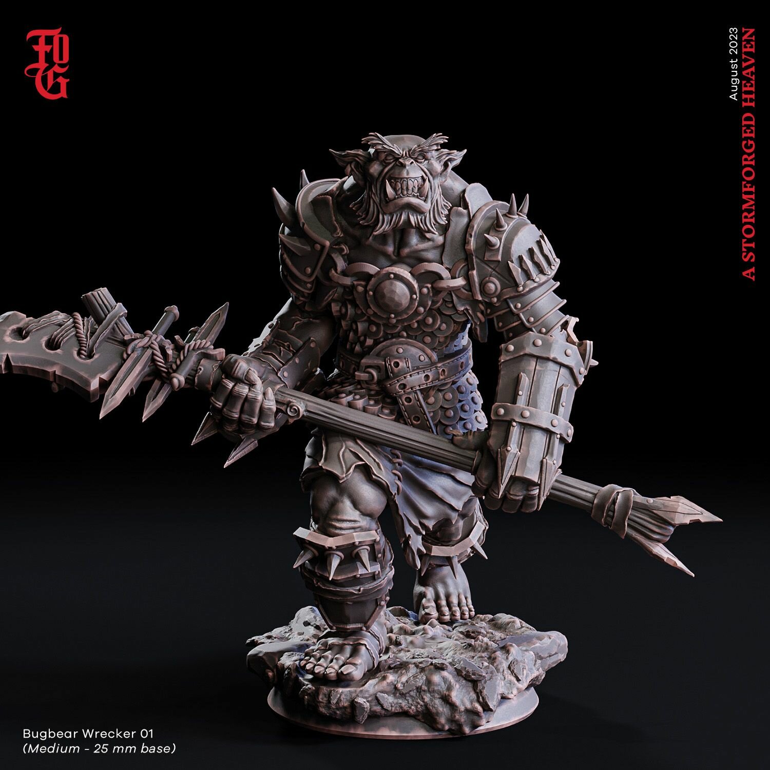 Миниатюра D&D "Багбир Разрушитель A" 32 мм (DnD, Dungeons & Dragons, ДнД, Подземелья и Драконы, Pathfinder)