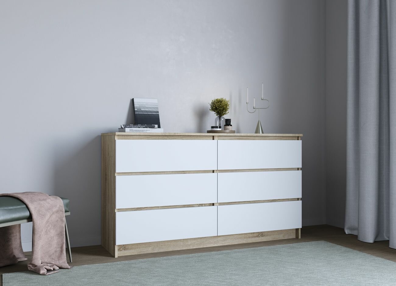 Комод Мори 1380.6 Сонома/Белый