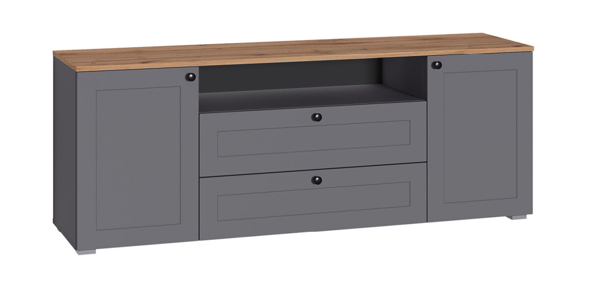 Тумба ТВ Остин 16.47 Моби цвет серый графит/дуб крафт золотой, ШхГхВ 160х41,9х60,8 см.