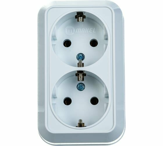 Розетка Makel двойная с заземлением без шторок белая (комплект из 3 шт.)