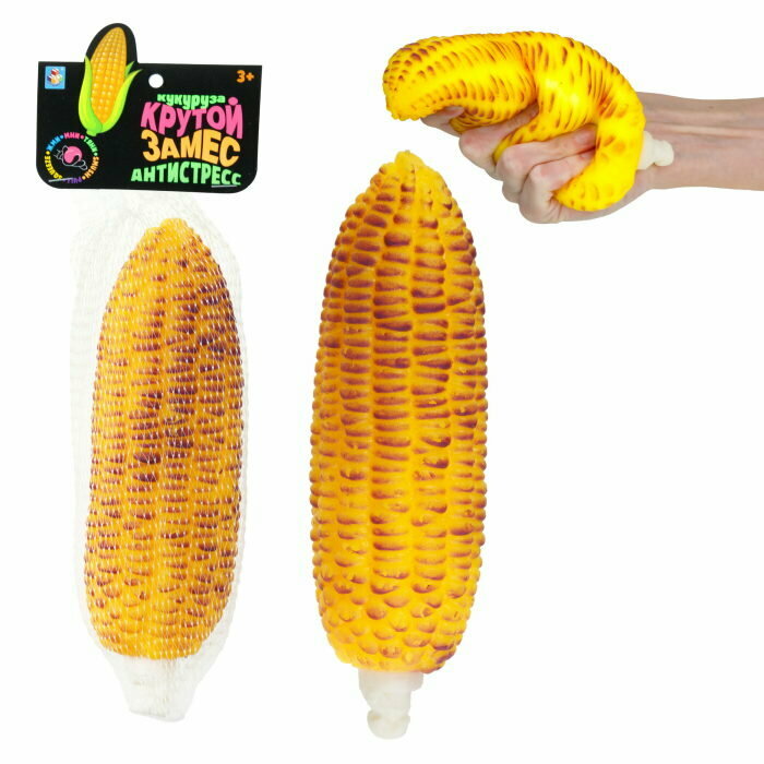 Игрушка антистресс для рук Крутой замес 1TOY кукуруза, таба сквиш, тянучка, 17 см