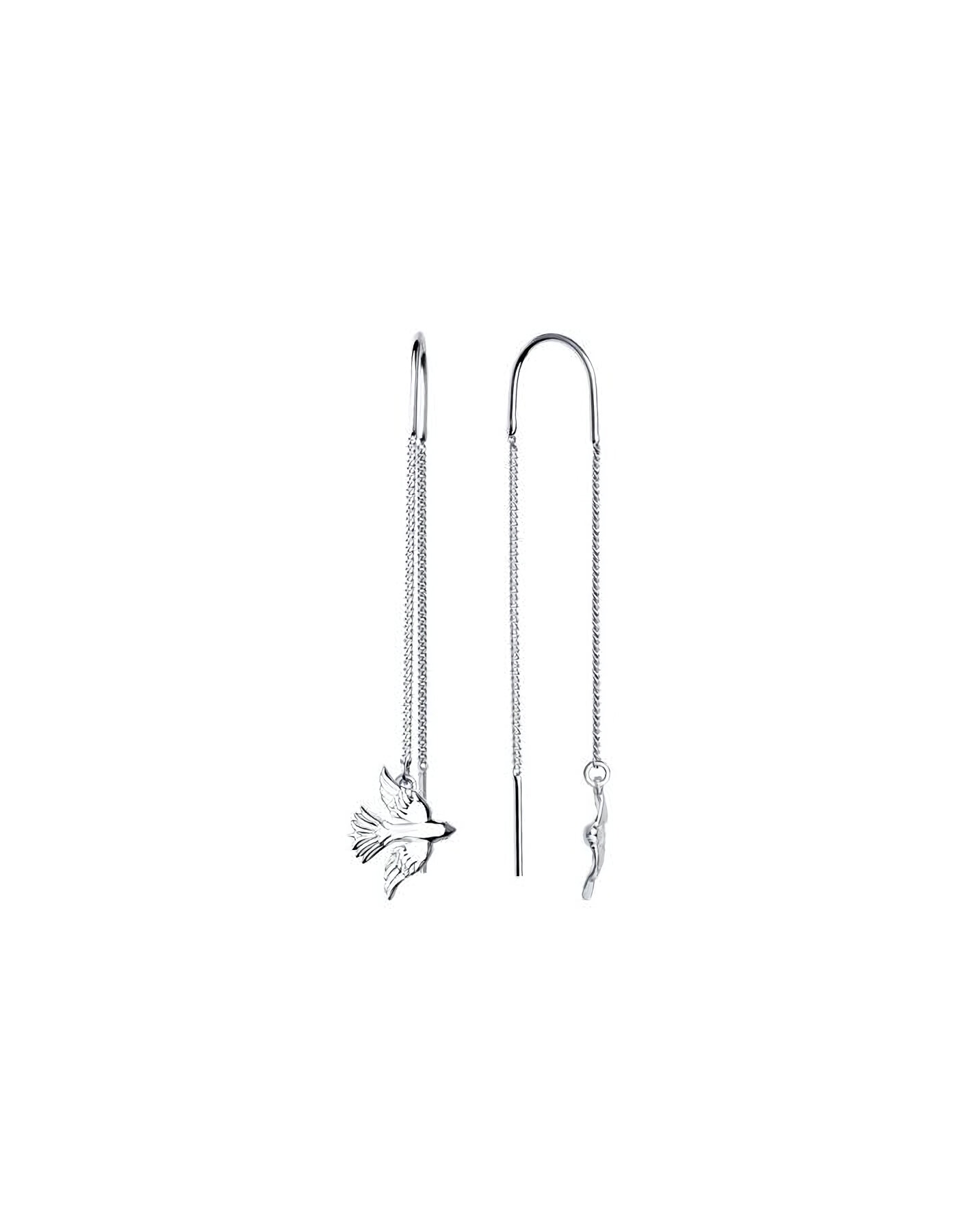 Серьги цепочки, серебро, 925 проба, родирование