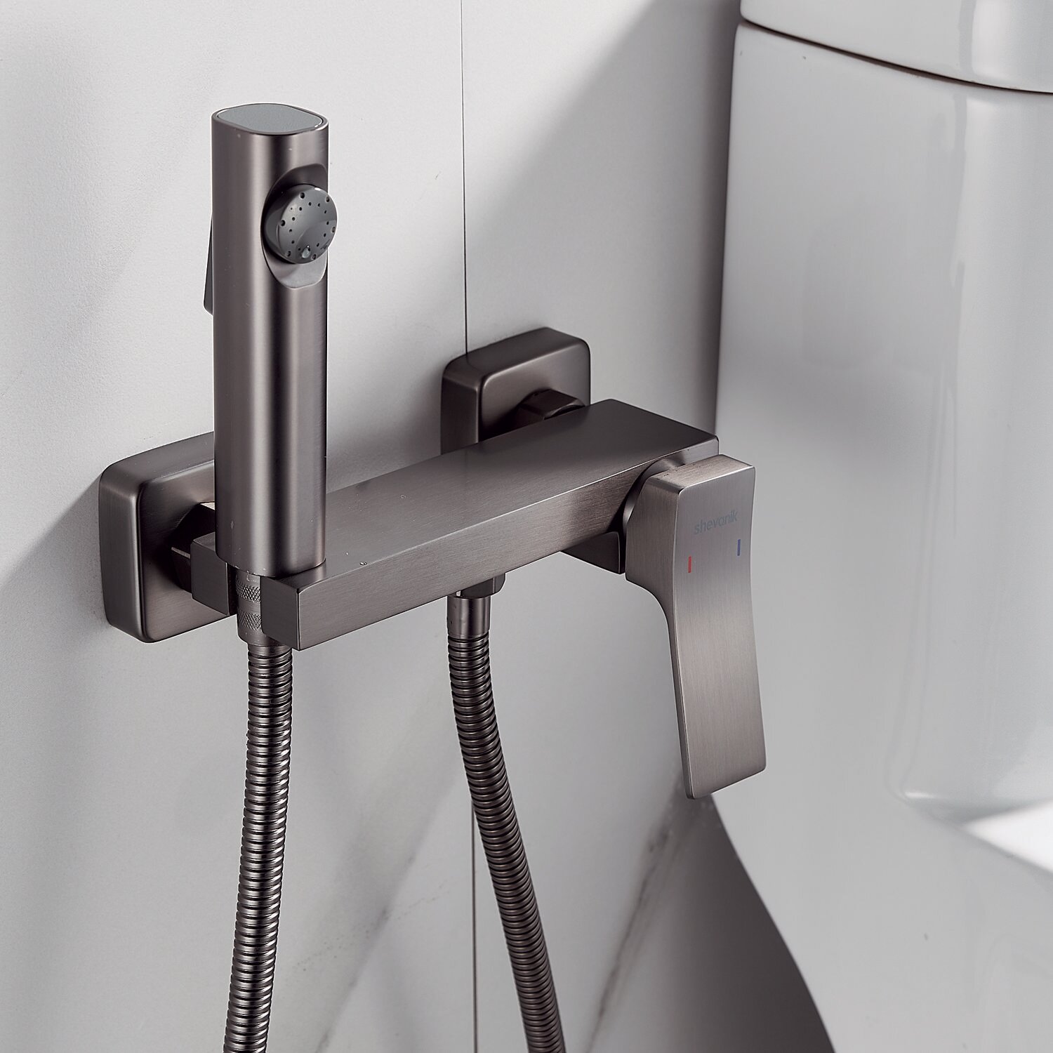 Гигиенический душ со смесителем Shevanik S4005T-1 оружейная сталь