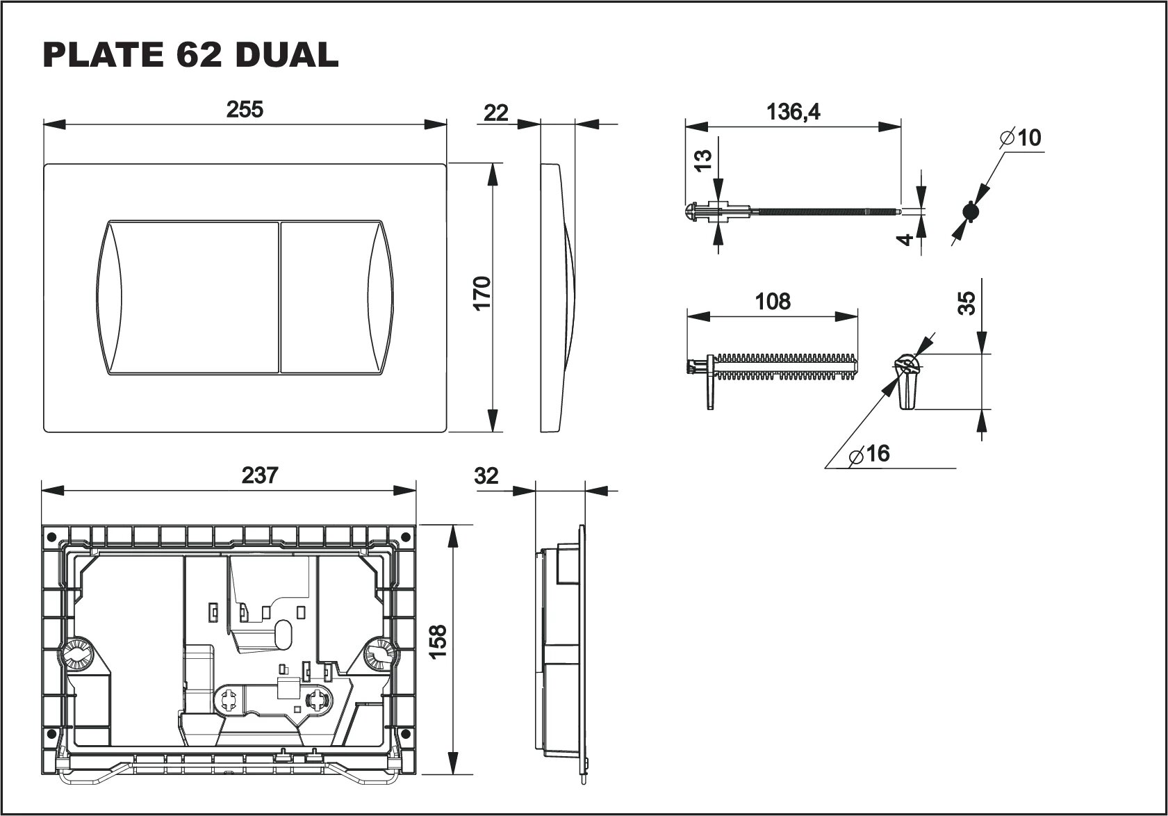 Кнопка смыва Roca Active 62B 8901160B1