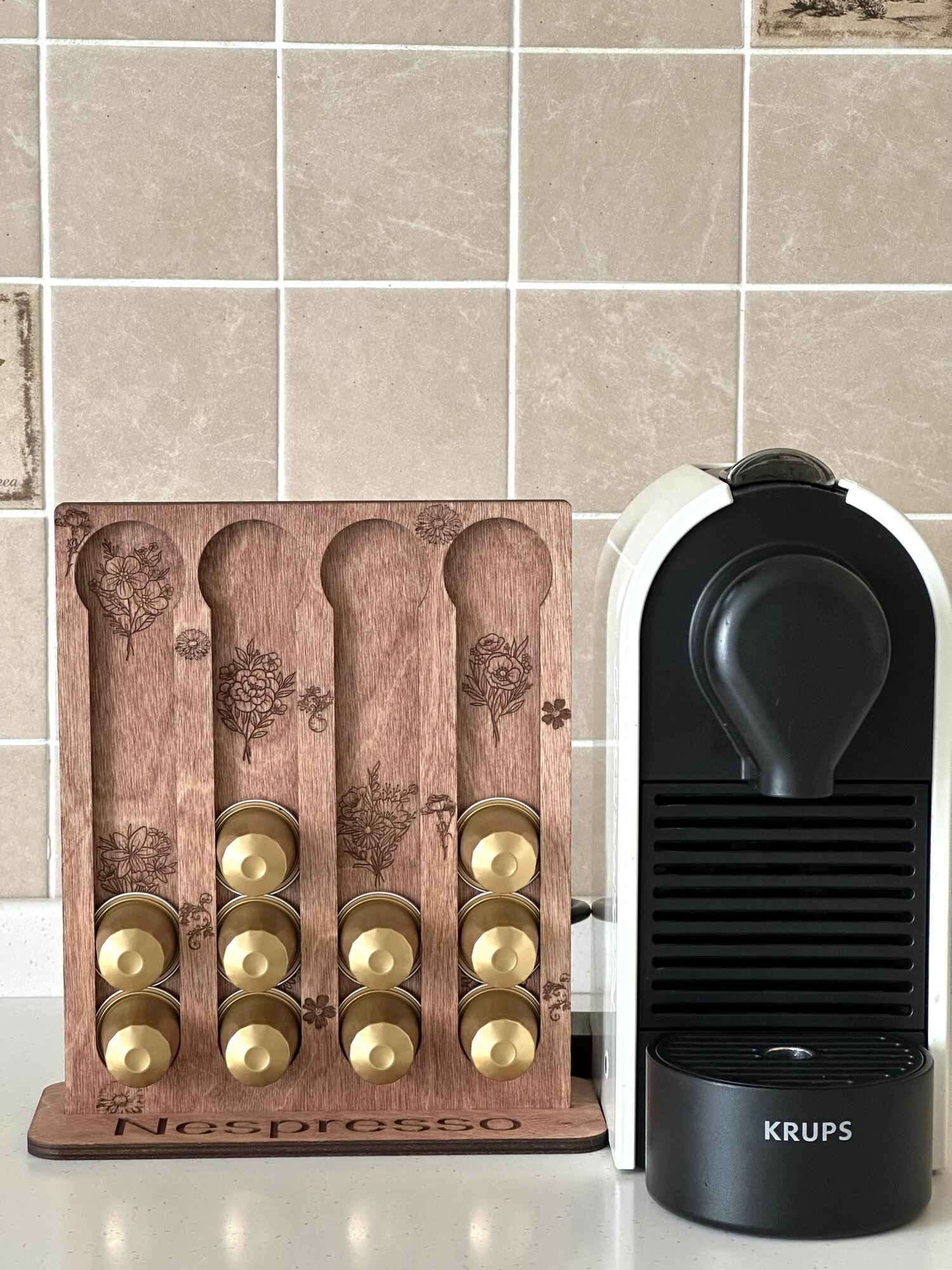 Весенний деревянный настольный держатель для кофейных капсул Nespresso (вместимость 20шт)