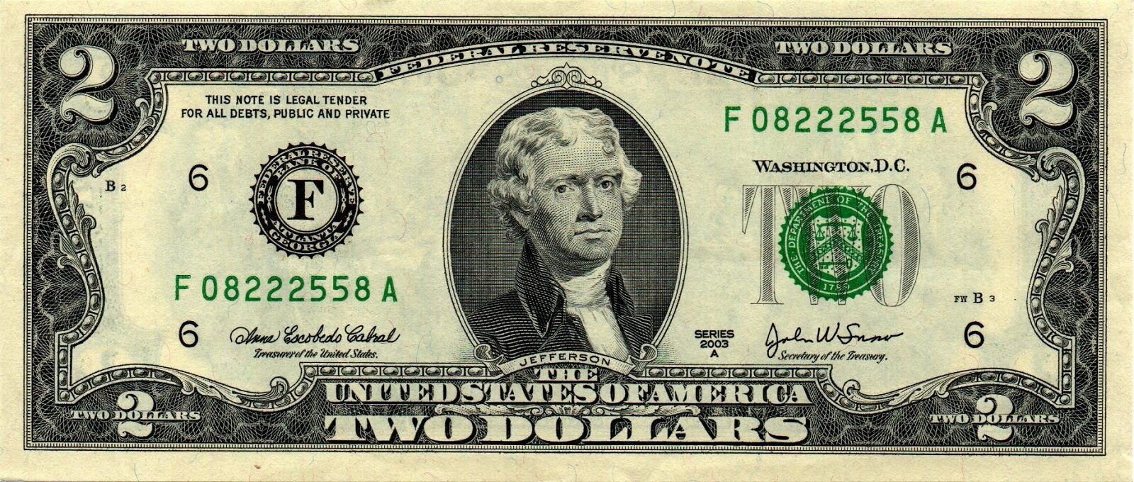 2 доллара 2003 год США 08222558
