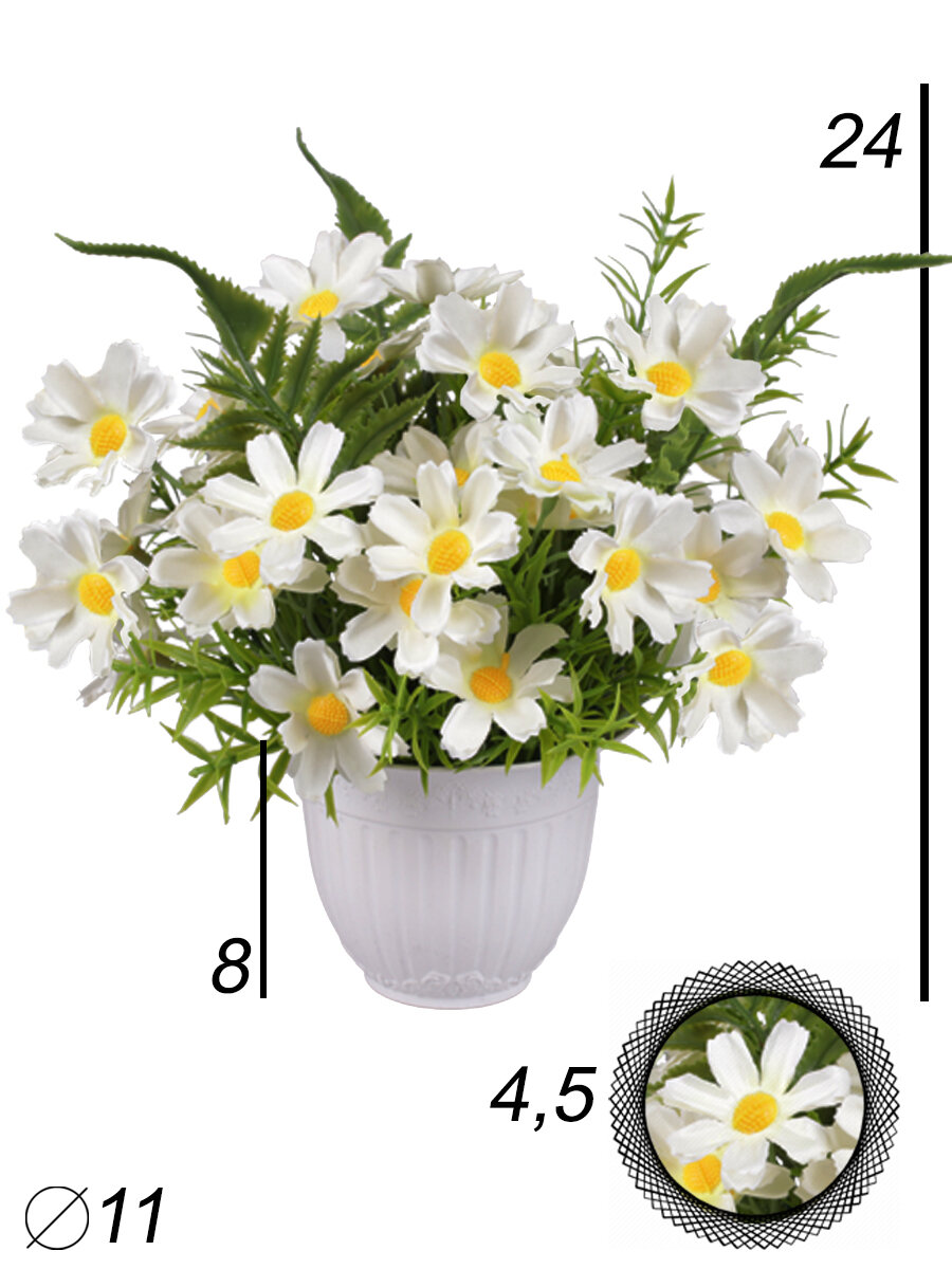 Искусственные Ромашки в горшке от бренда Holodilova