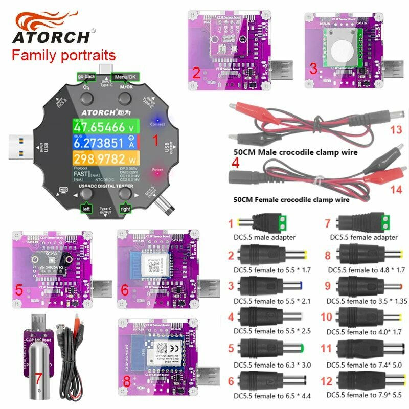ATORCH Тестер зарядного устройства WiFi Tuya ACD15P, Family portraits