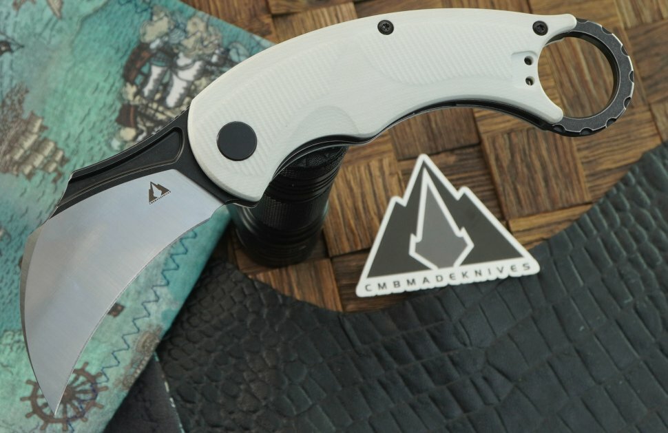 Складной нож CMB Made Knives Falcon, сталь AUS-10, сатин, рукоять белый G-10
