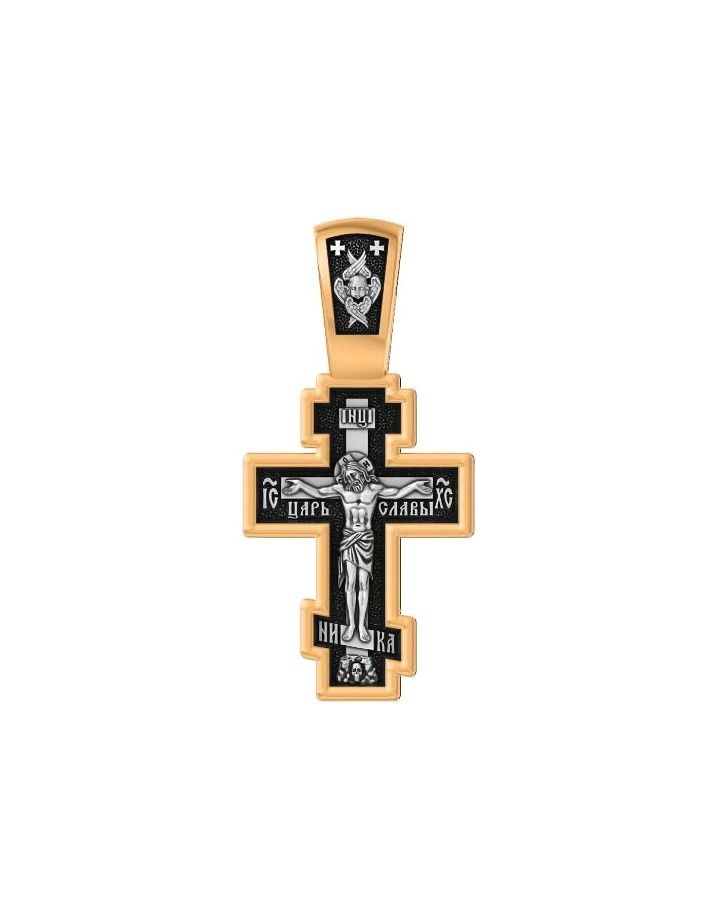 Крестик, серебро, 925 проба, золочение