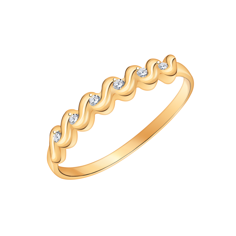 Кольцо тонкое, золото, 585 проба, фианит