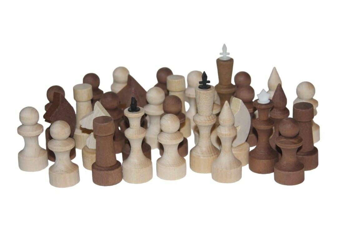 Шахматные фигуры деревянные обиходные (Береза). Диаметр основания -2,1 см