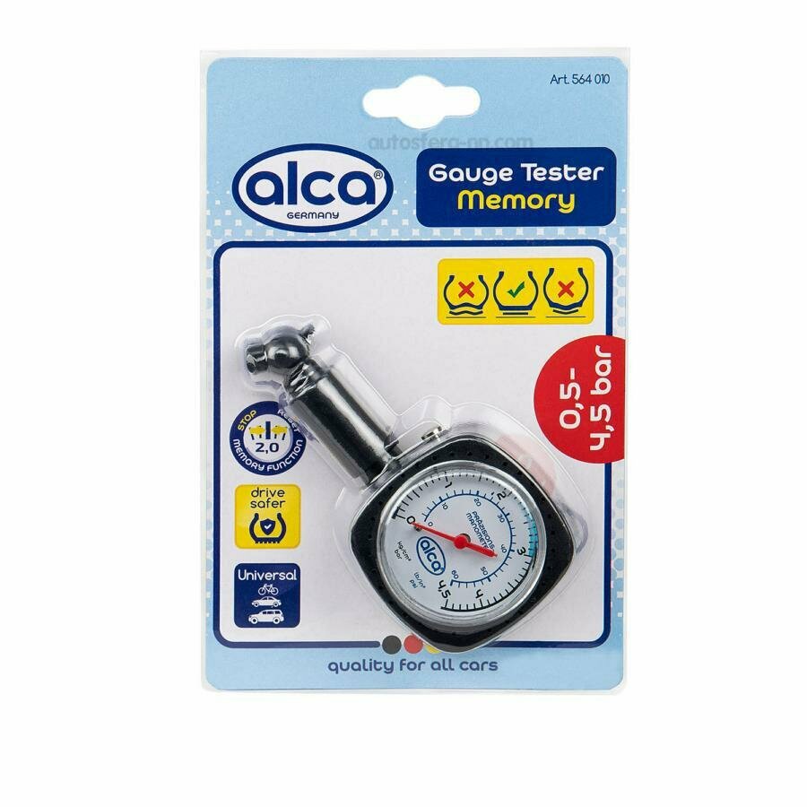 ALCA 564010 Манометр шинный универсальный, Калибровочная память, 0,5 - 4,5кг/см² до 4,5 бар alca