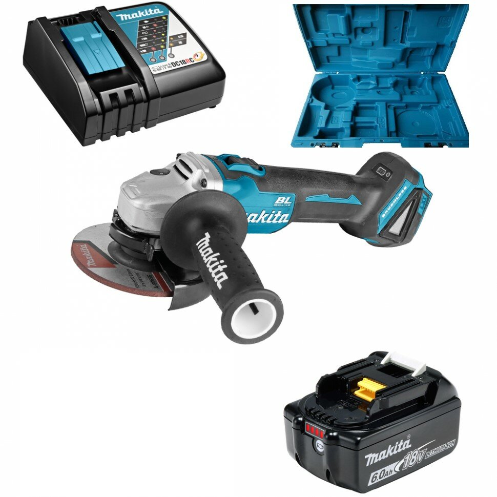 Шлифмашина угловая аккумуляторная 18В LXT 125мм Li-Ion 1x6Ач Makita DGA504RG