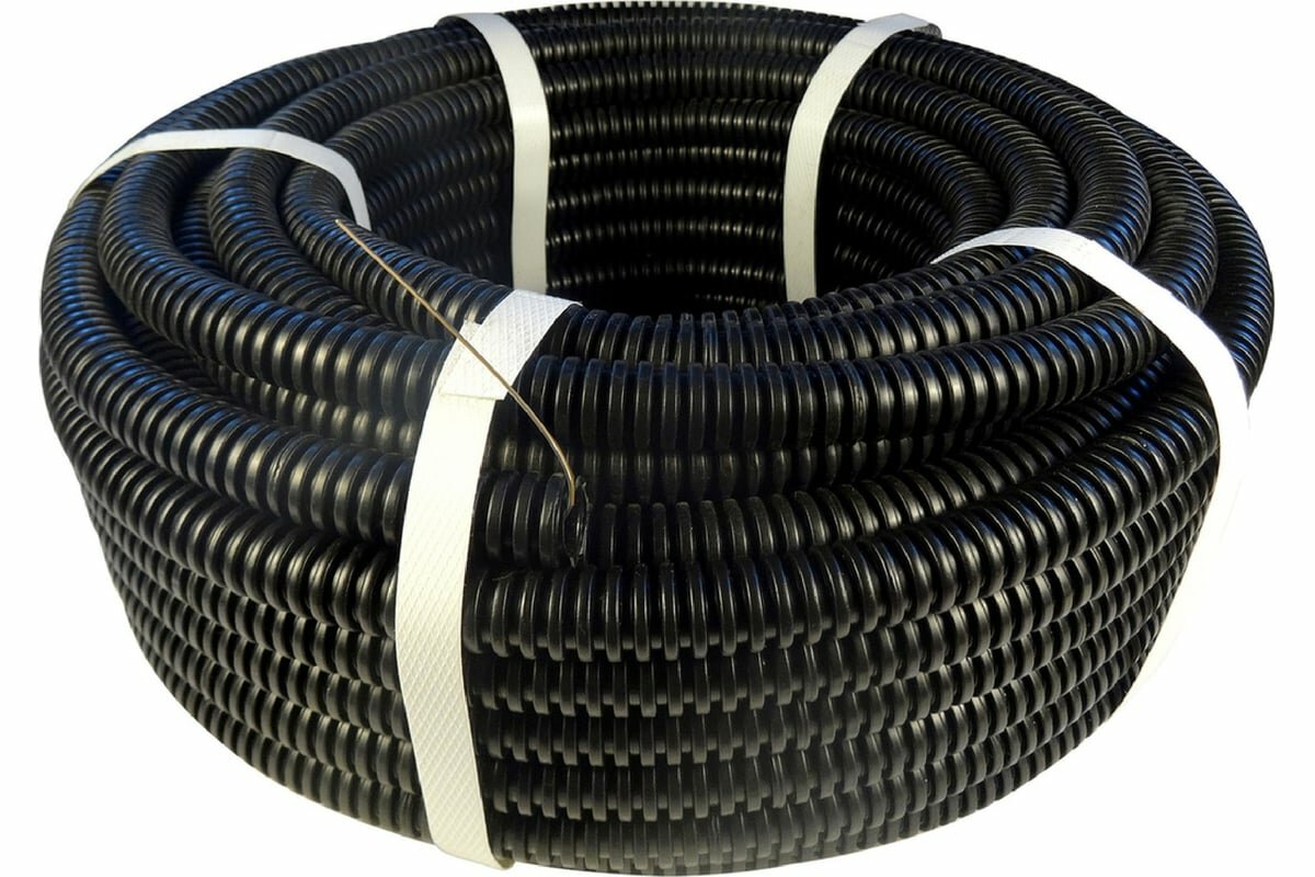 Геопласт полимер Труба гофрированная ПНД с протяжкой легкая черная 100 м D 20 8734