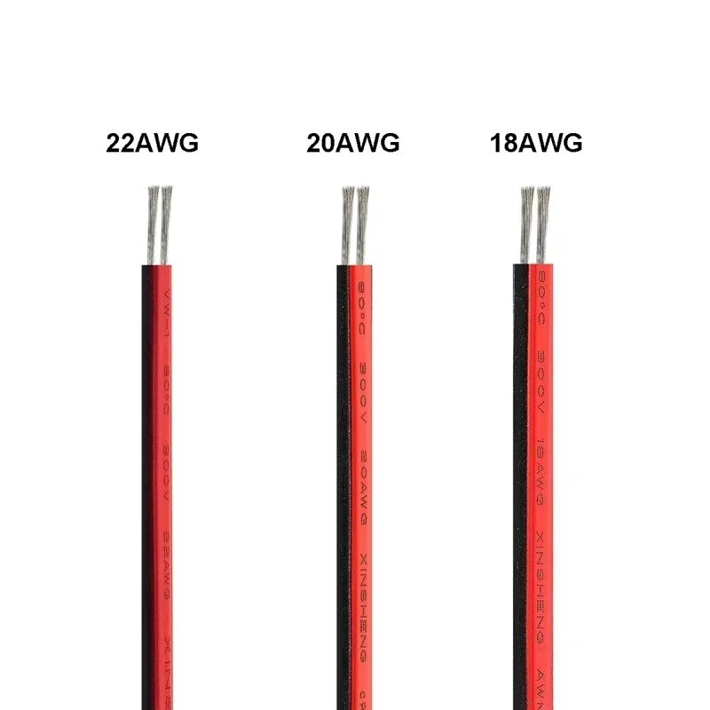 DelightFire 2 pin extension cable wire 16AWG, red black, 5m