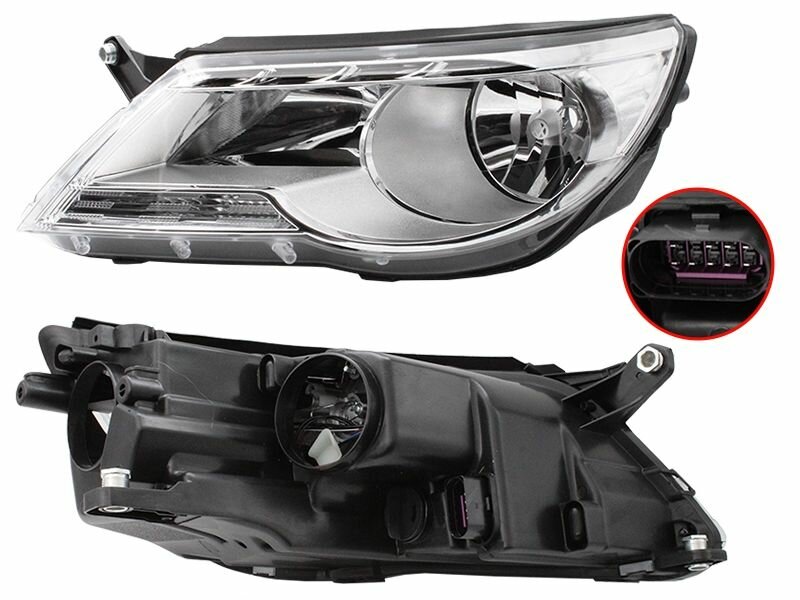 Фара Volkswagen Tiguan 06-11 (Слева/ Галоген/ С электрокорректором) Sat арт. ST-441-11C1LMLDEMN