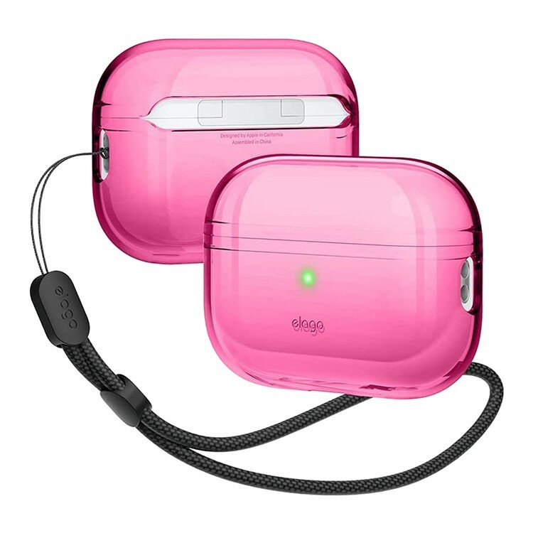 Чехол Elago с ремешком для AirPods Pro 2 (all), прозрачный/неон-розовый