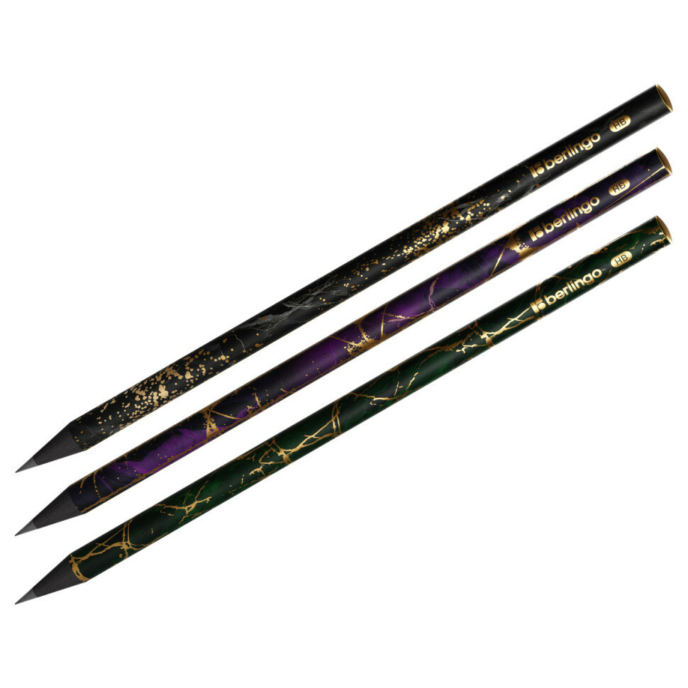 Карандаш ч/г Berlingo "Golden Shade" HB, черное дерево, круглый, заточен, ассорти, 72 штук, 369319