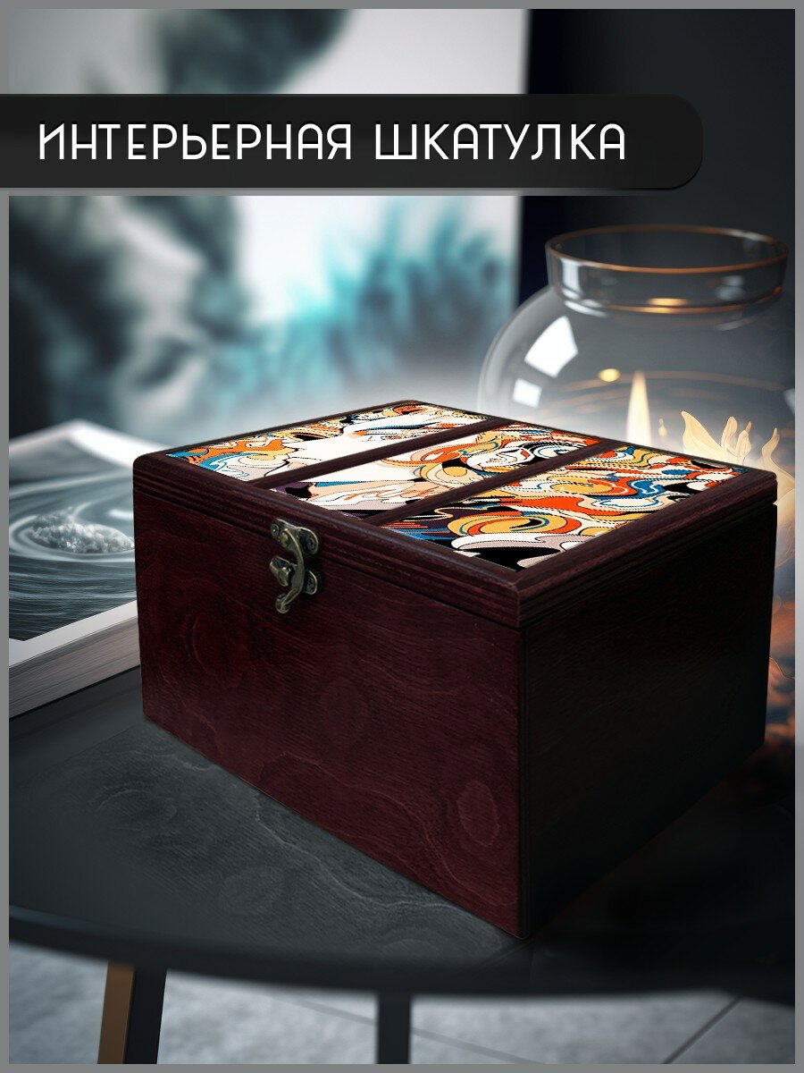 Шкатулка интерьерная вишня "Тройная" для украшений универсальная 22x17x12 см Аниме клинок рассекающий демонов (Demon Slayer, Коучи, насекомые, Бабочки, Тандзиро, Нэдзуко) - 852