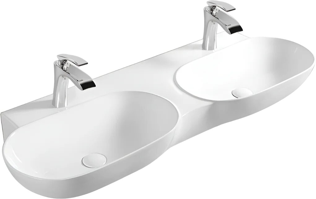Раковина SantiLine SL-2113 накладная/подвесная, 120x39 см, двойная, белая