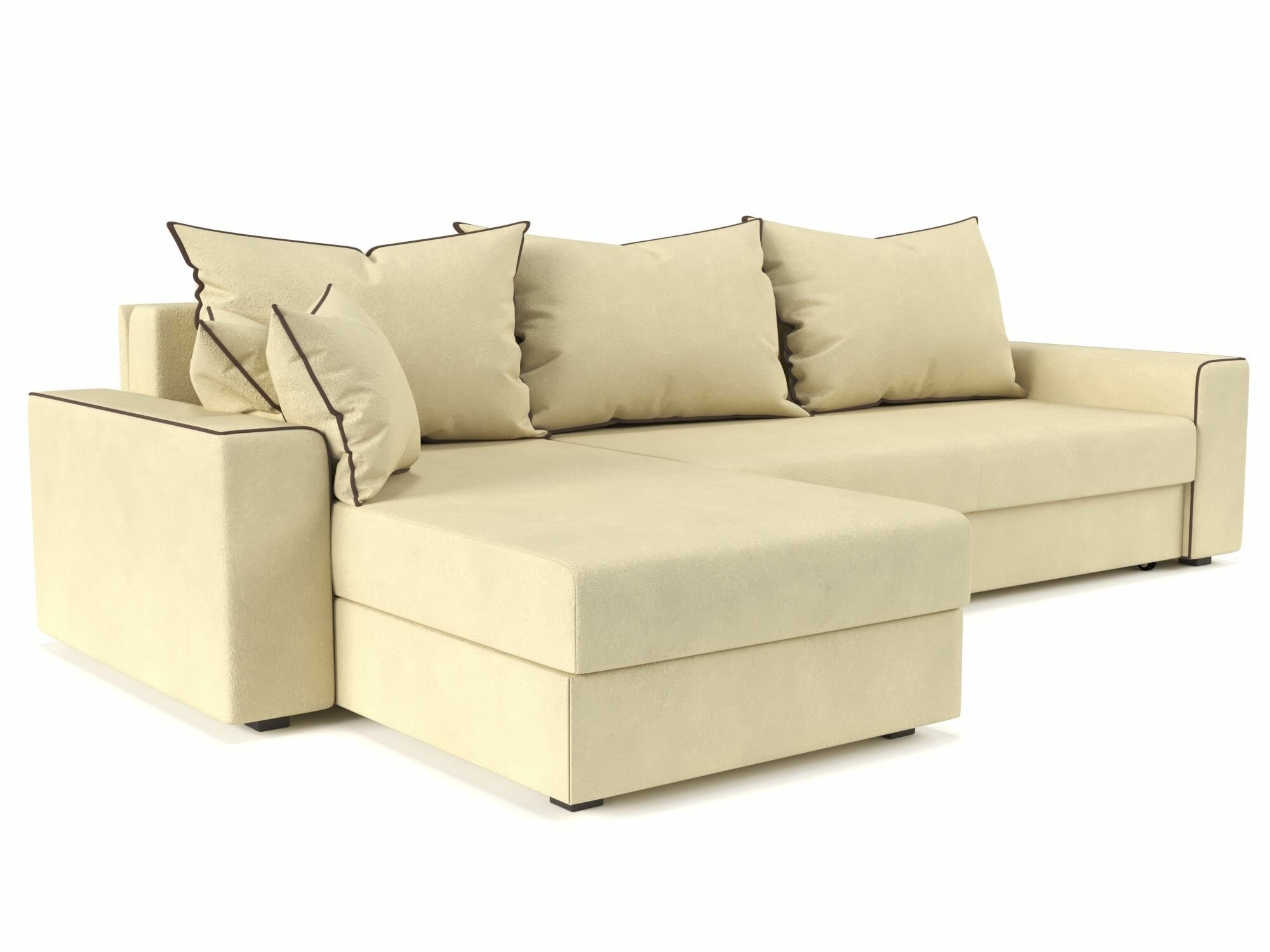 Угловой мягкий диван Soft Element Джепсон Latte левый, дизайнерский, флок, стиль лофт, в гостиную, современный