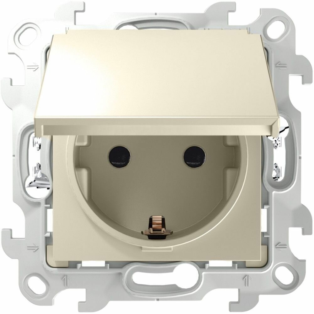 Розетка 2К+З IP44 Push&Go Simon 24 Harmonie, слоновая кость (бежевый) 2420448-031