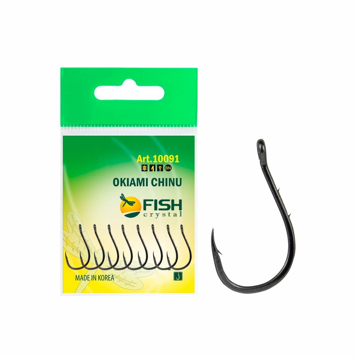 Крючки рыболовные Fish Crystal OKIAMI CHINU-RING 2BH BN 10091-F # 07, с ушком (6шт)