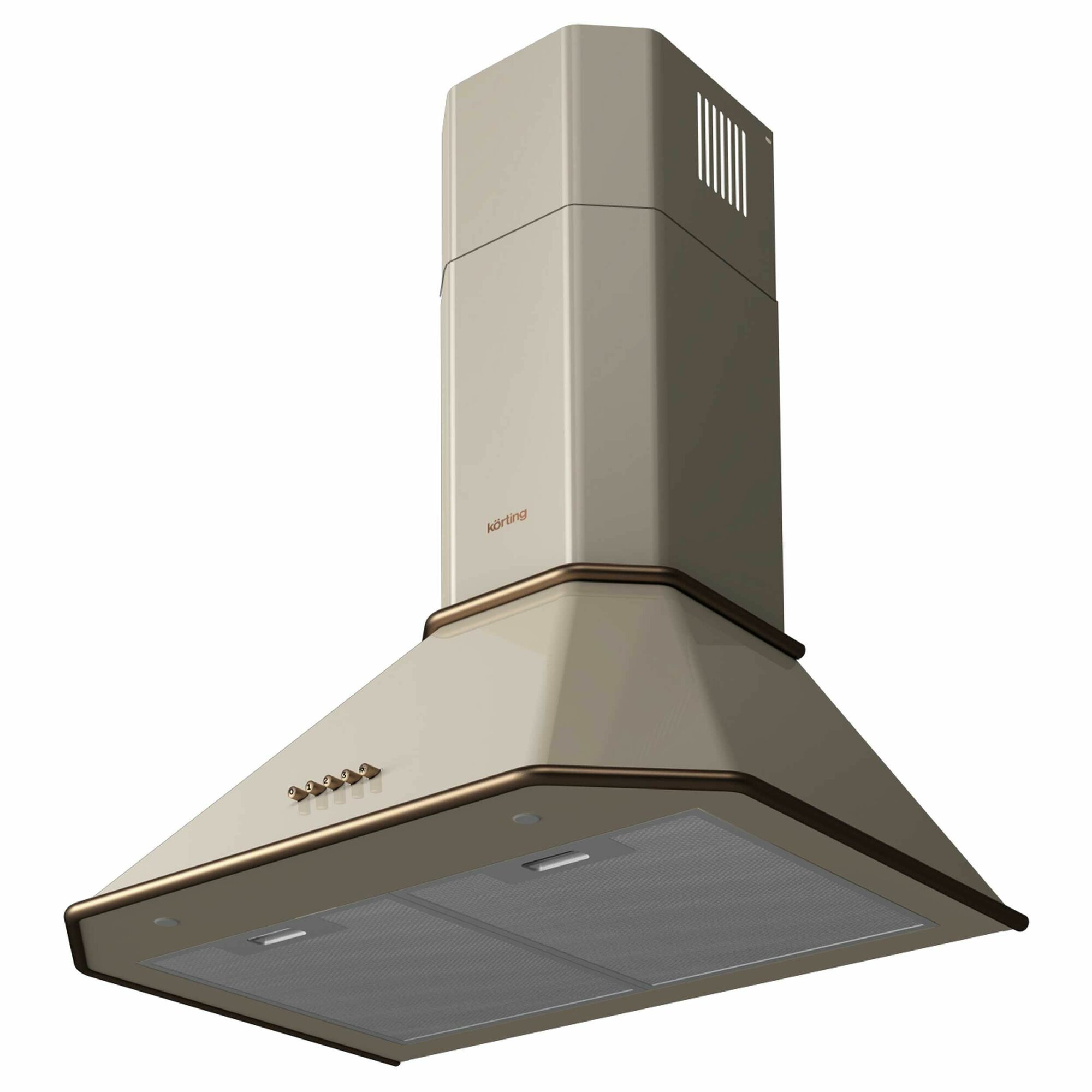 Купольная вытяжка Korting KHC 6839 RB ширина 60 см, производительность 850 м3/ч, 3 скорости, слоновая кость/бронза — фото 1