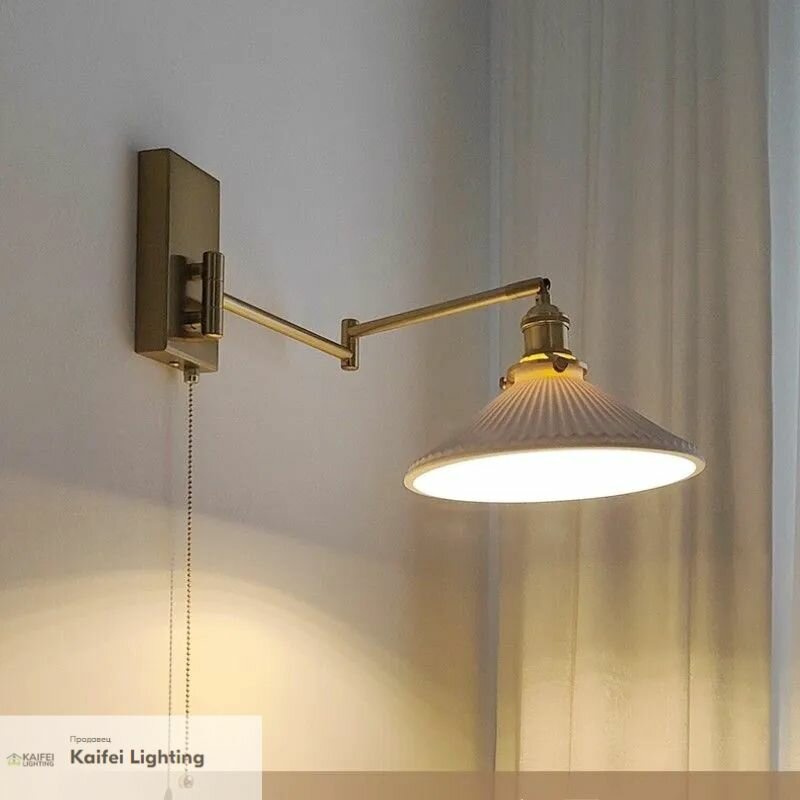 Керамический металлический настенный светильник золотой белый 19 см белый свет