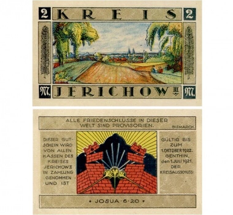 Нотгельд 2 марки 1920 Германия Kreis, сувенирная копия, банкноты и купюры редкие коллекционные